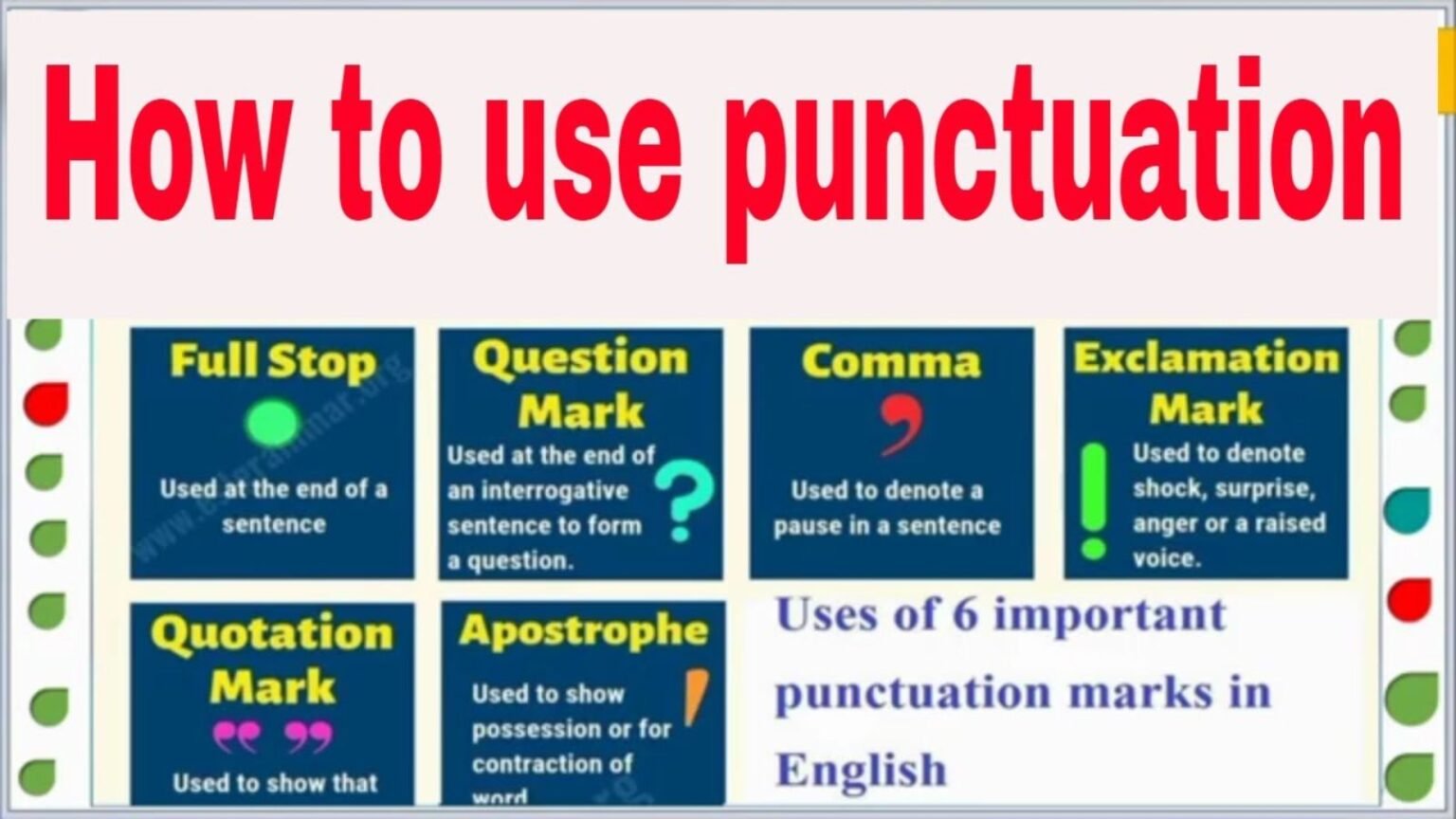 Punctuation Rules in English Grammar for - grammarcorners.com